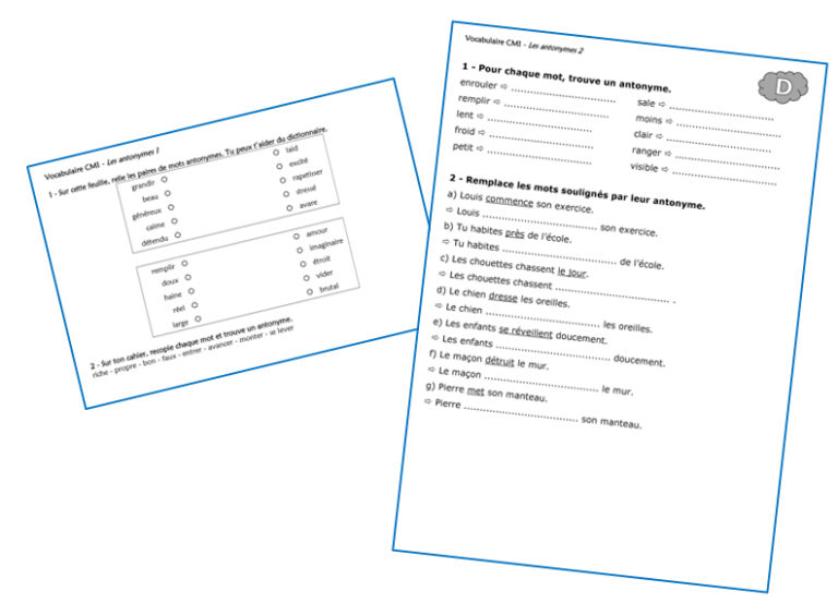 Synonymes et antonymes - Chez Monsieur Paul