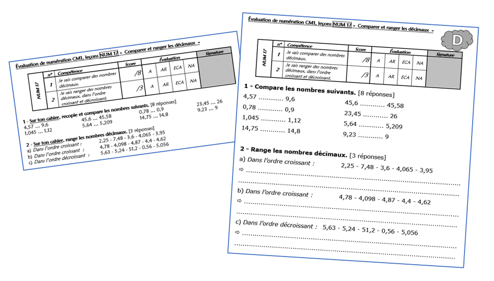 Comparer et ranger des nombres décimaux - Chez Monsieur Paul