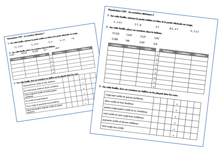 Les nombres décimaux - Chez Monsieur Paul