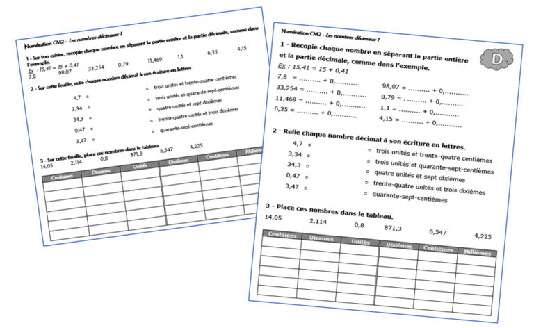 Placer et encadrer les décimaux - Chez Monsieur Paul